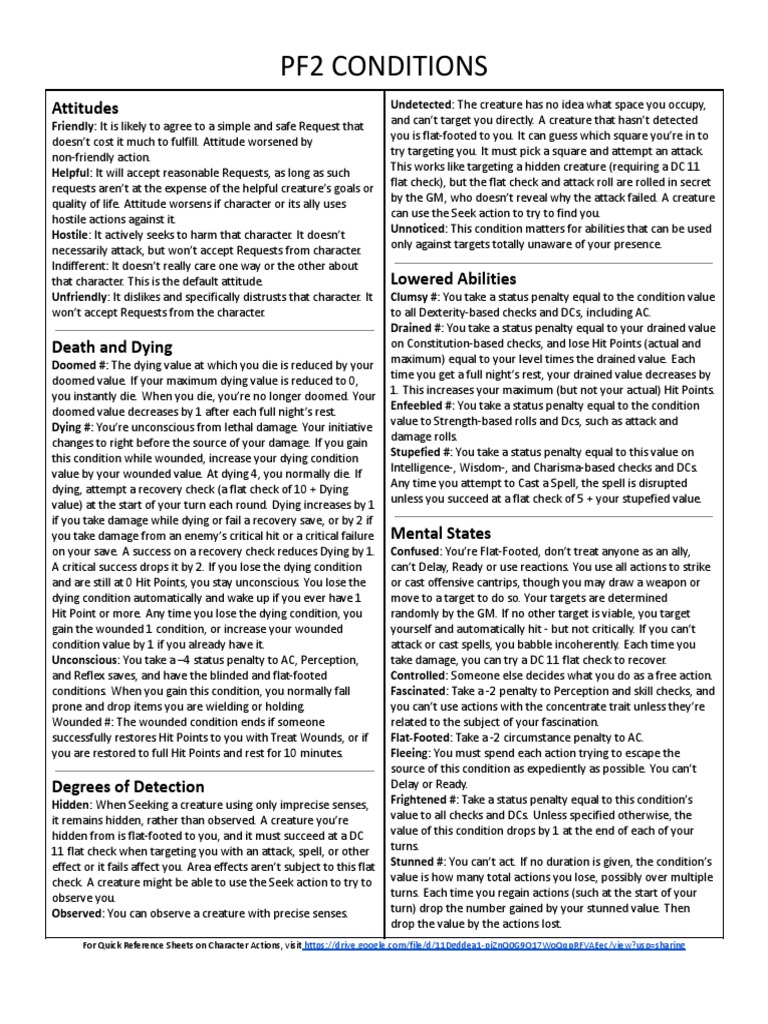 PF2 GM Screen v0.5 | PDF | Perception | Senses