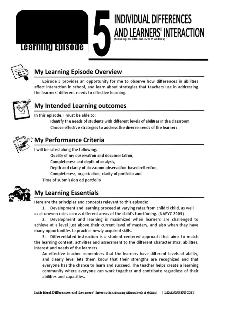 Field Study 1 Episode 5 | PDF | Learning | Differentiated Instruction
