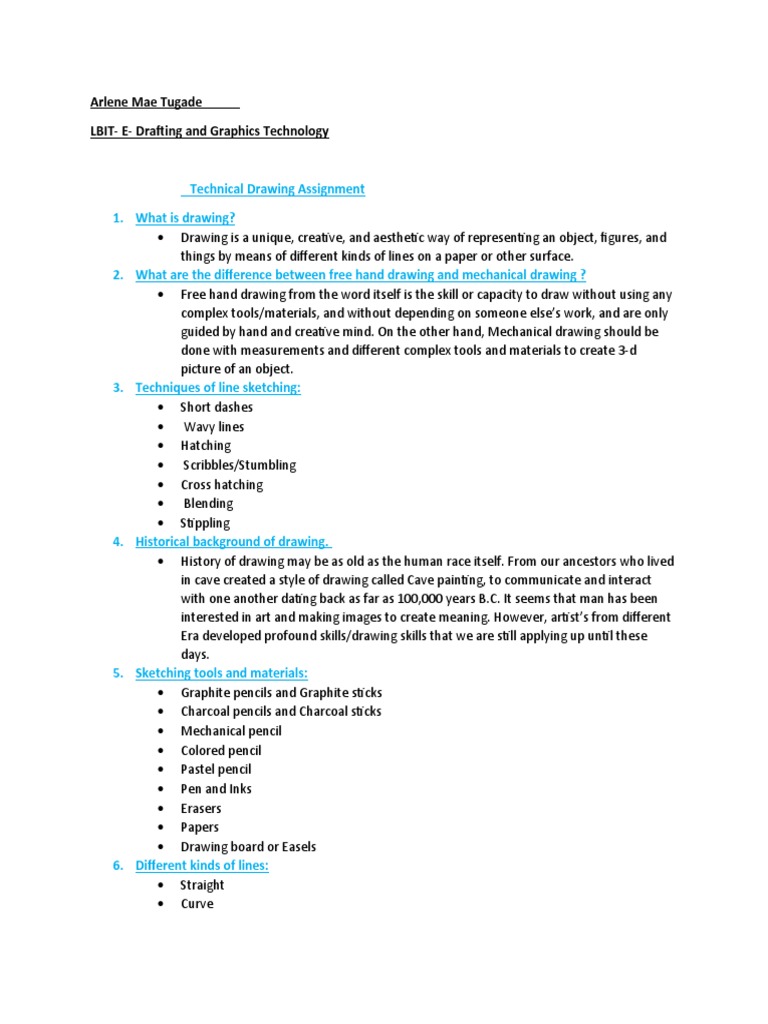 Technical Drawing Assignment 1 | PDF | Drawing | The Arts