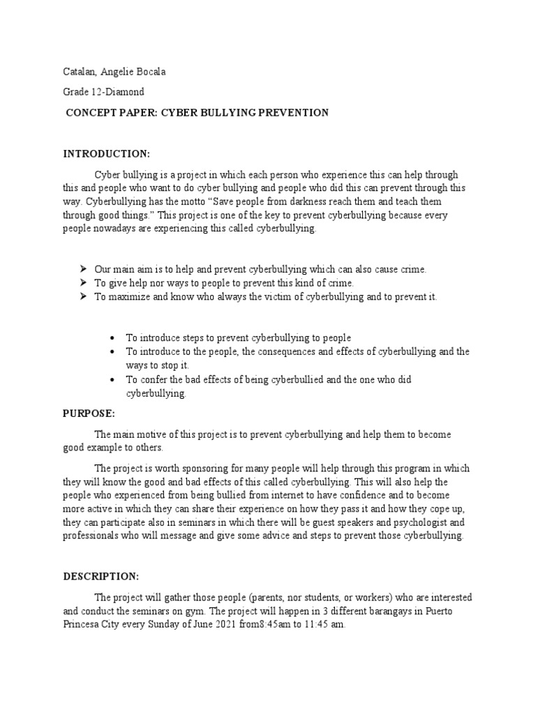 Concept Paper | PDF | Cyberbullying | Bullying