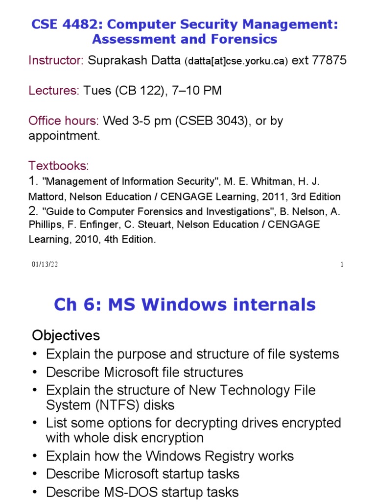 Instructor: Lectures: Office Hours | PDF | Computer File | Booting