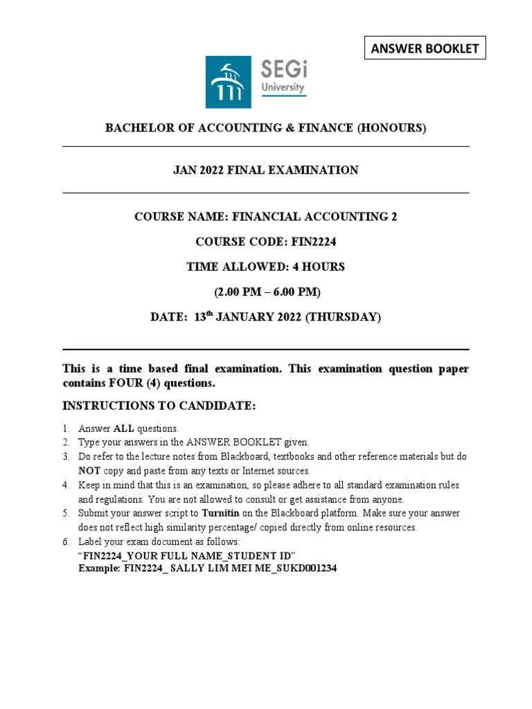 Final Exam Answer Booklet | PDF | Turnitin | Communication