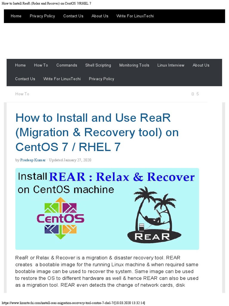ReaR (Relax and Recover) On CentOS 7RHEL 7 | PDF | Booting | Linux