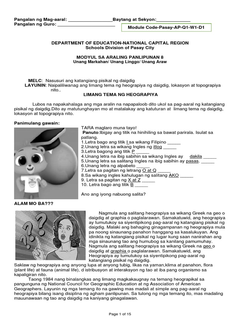 5 Ap8 Q1 Week1 | PDF