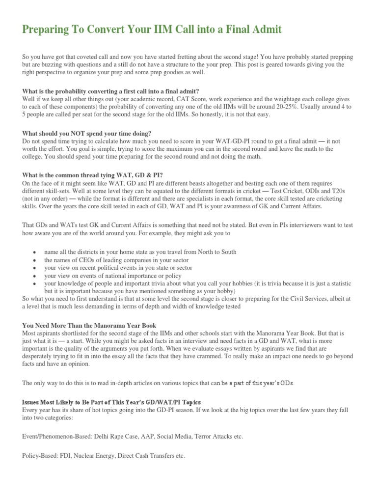 Preparing To Convert Your IIM Call Into A Final Admit | Download Free ...