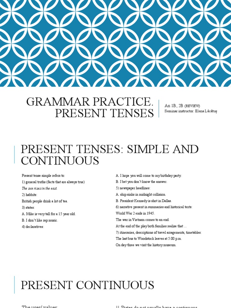 Present Tense Grammar Practice An 1B Curs 1 | PDF | Language Arts ...