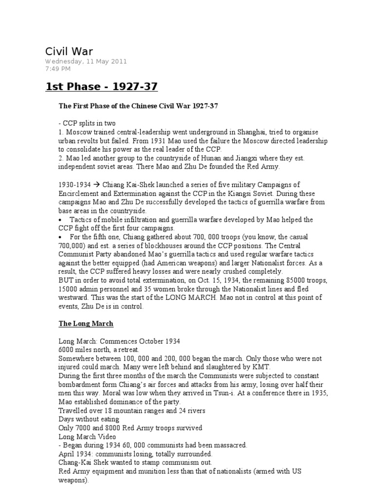 Civil War | PDF | Chinese Civil War | Mao Zedong