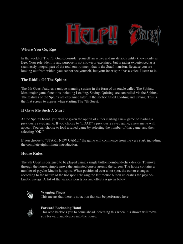 The 7th Guest Manual | PDF | Cursor (User Interface) | Point And Click