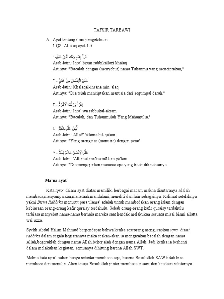 Tafsir Tarbawi | PDF