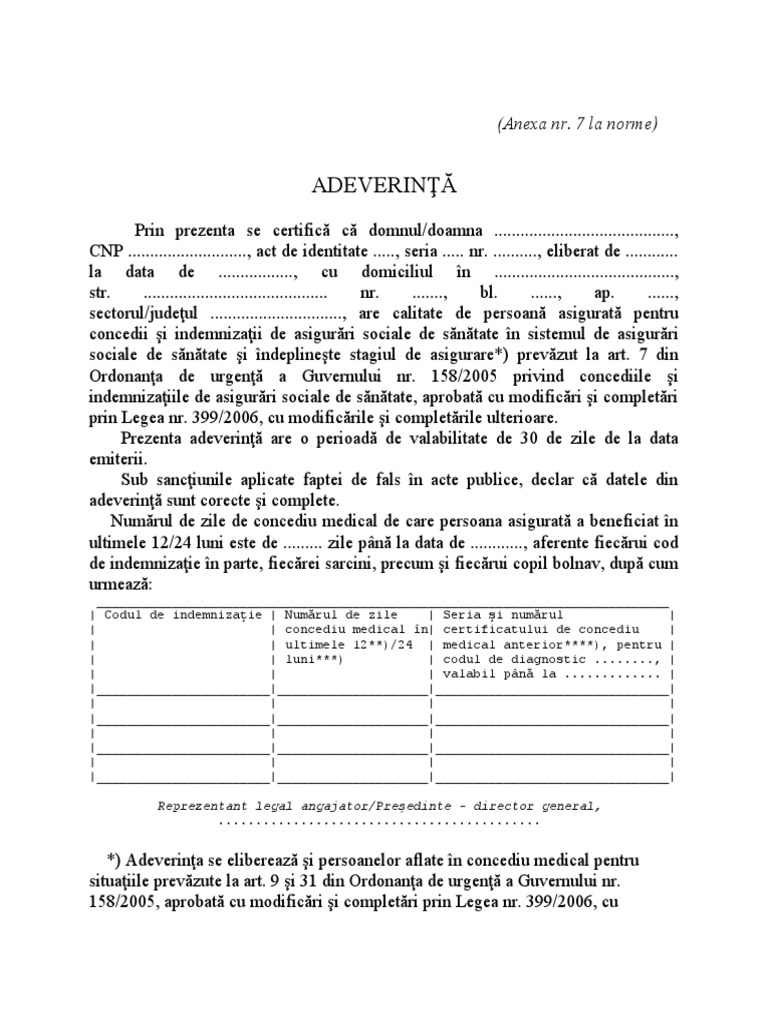 Anexa 7 Model Nou | PDF