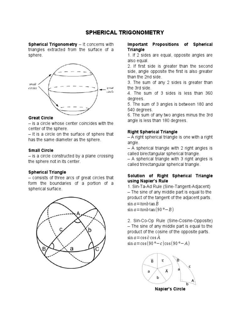 Spherical Trigonometry: Spherical Trigonometry - It Concerns With ...