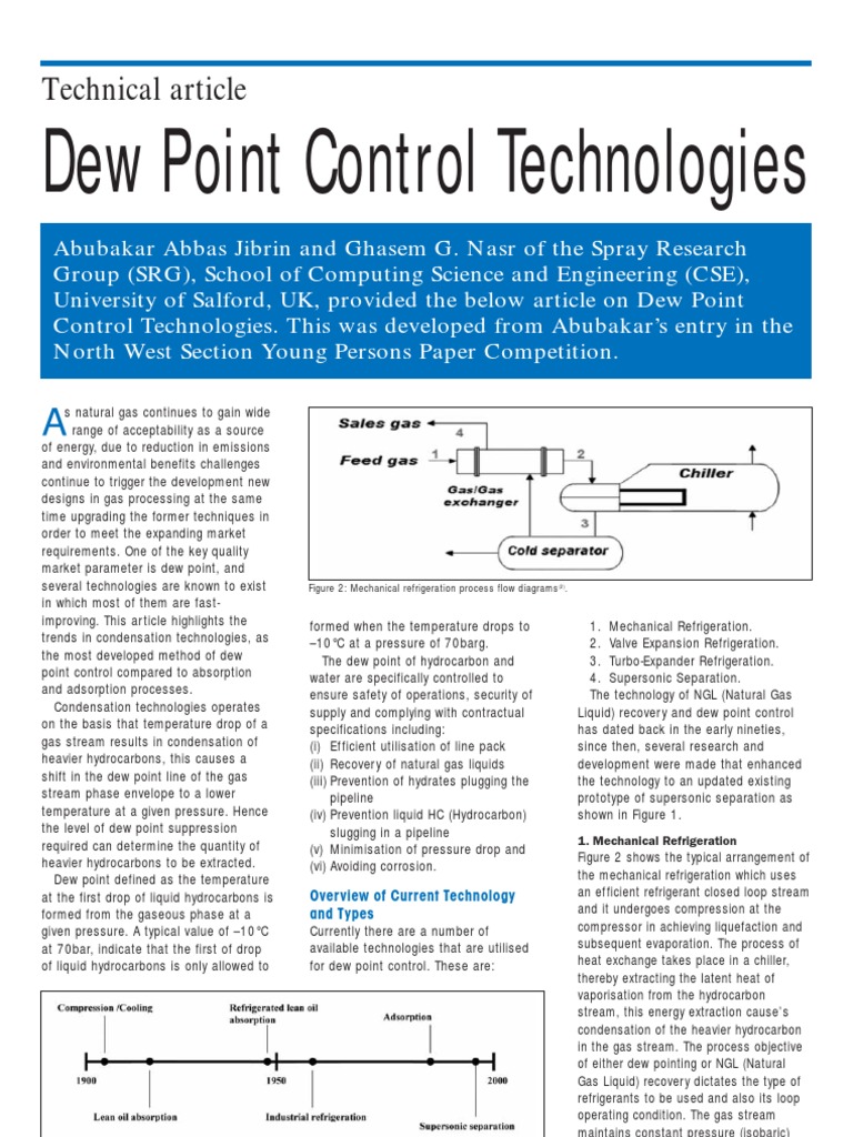 Dew Point Control Technologies | PDF | Natural Gas | Refrigeration