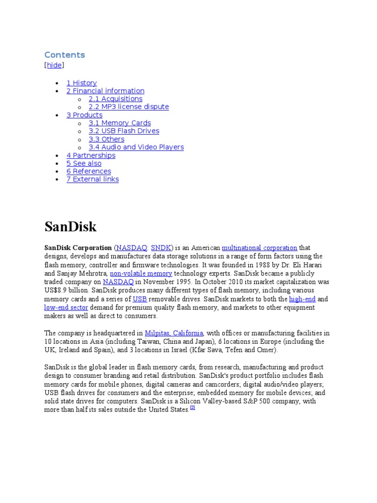 San Disk | Download Free PDF | Usb Flash Drive | Secure Digital