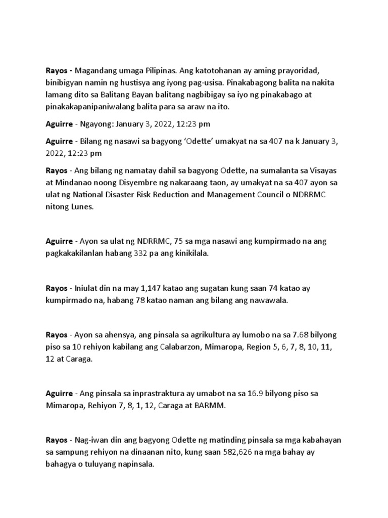 Script Sa Filipino With Aguirre | PDF