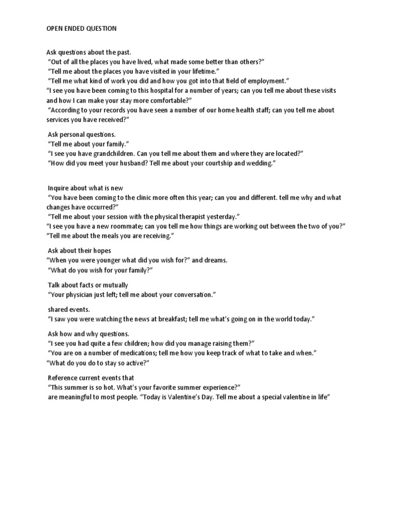 Open Ended Question | PDF