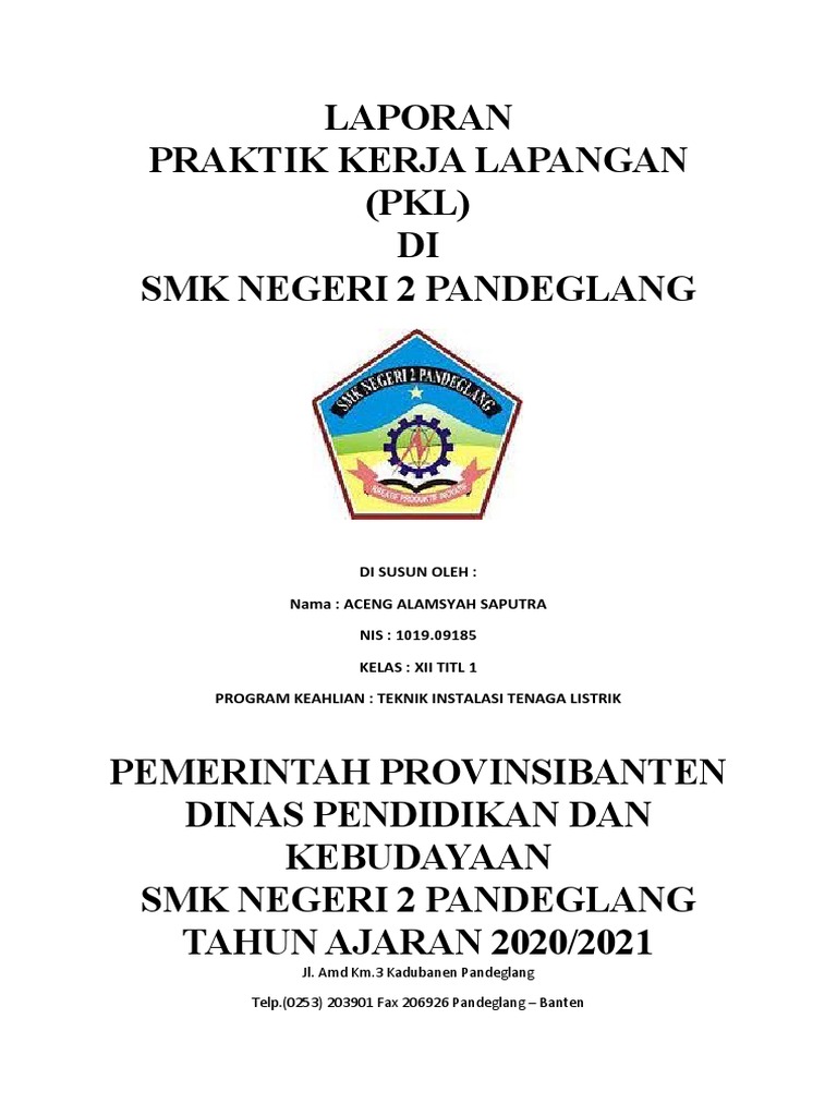 Laporan Praktik Kerja Lapangan (PKL) DI SMK Negeri 2 Pandeglang | PDF