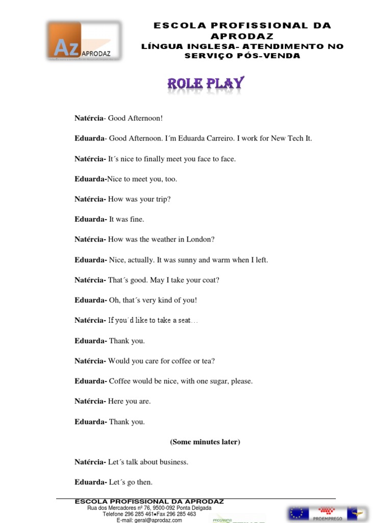 Trabalho de Pares-Role Play | PDF | Business