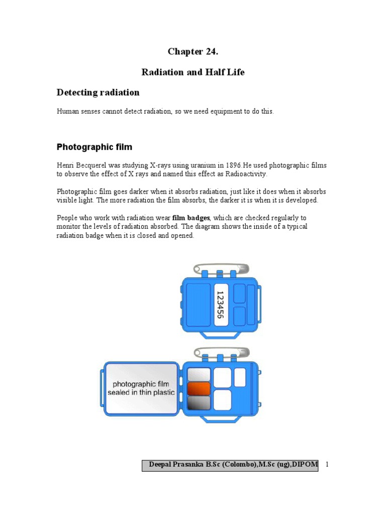 Radiation and Half Life Detecting Radiation: Photographic Film | PDF ...