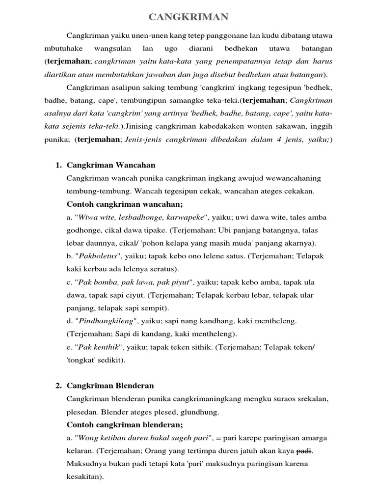 CANGKRIMAN | PDF