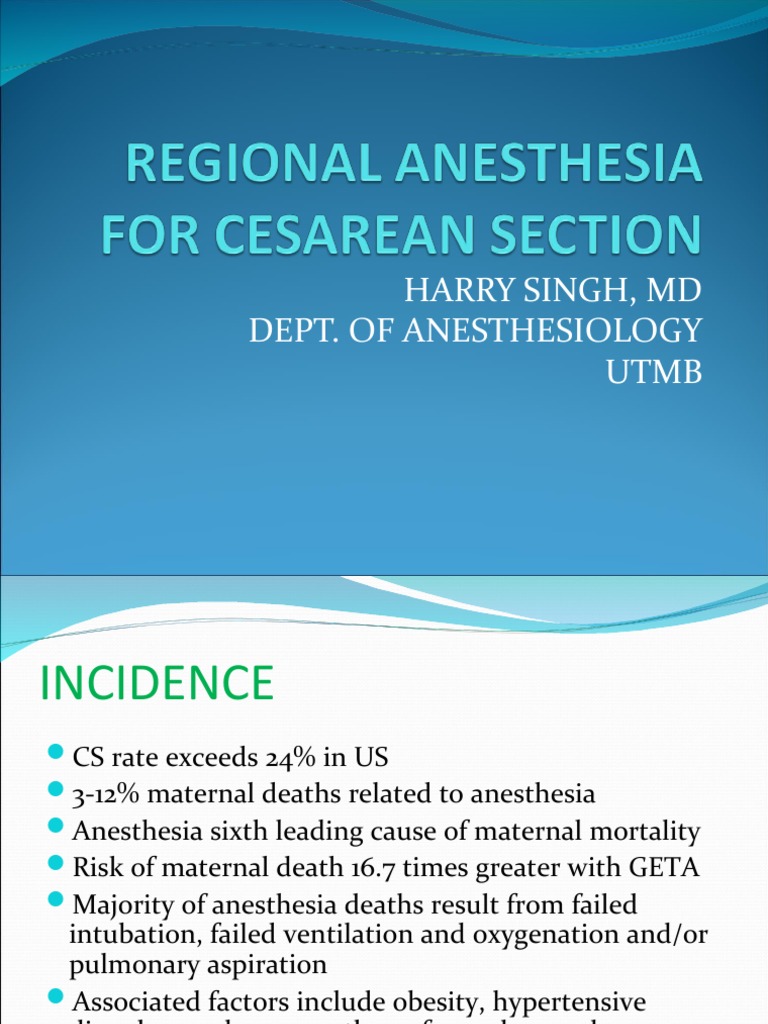 Regional Anesthesia For Cs | PDF | Anesthesia | Symptoms And Signs: General