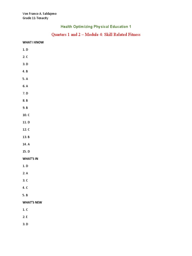 Assessing and Developing Skill-Related Fitness Through Daily Physical ...