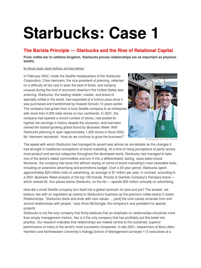 Case 1 Starbucks Motivation Leaderhip Culture | PDF | Starbucks | Fair ...