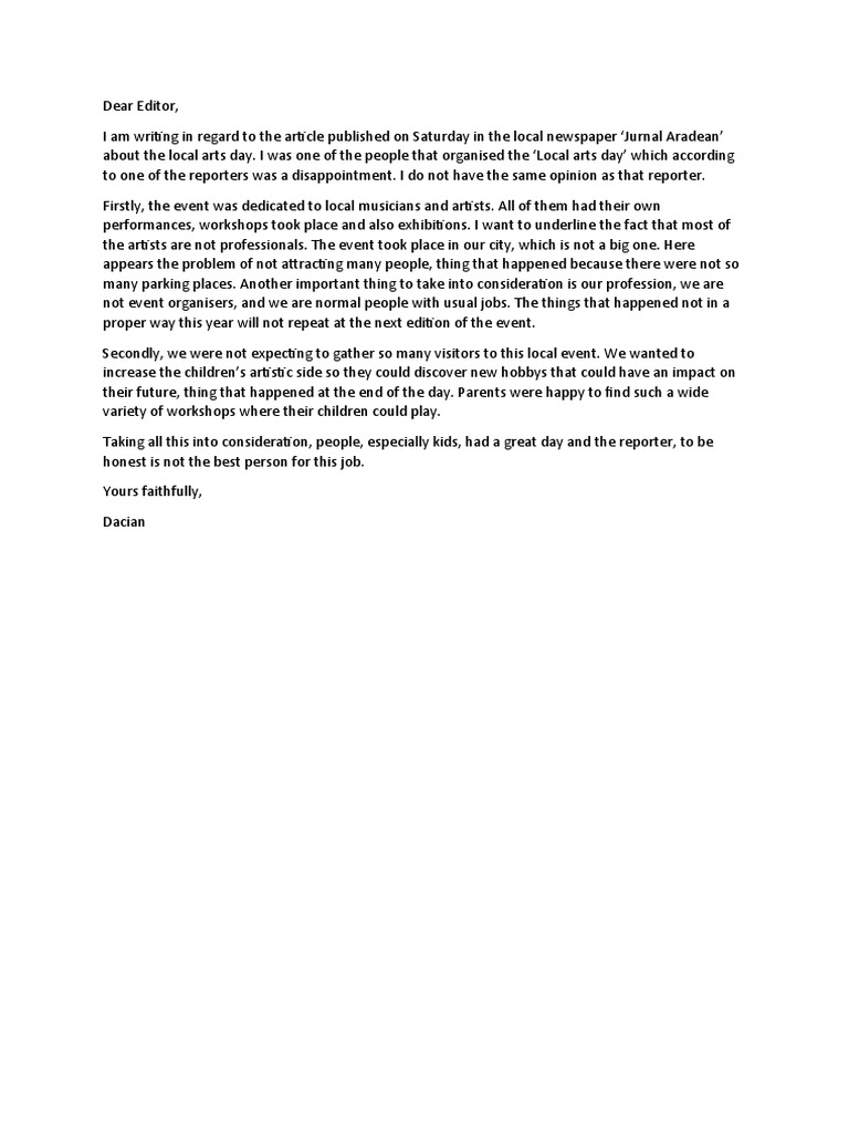 Dear Editor | PDF | Art