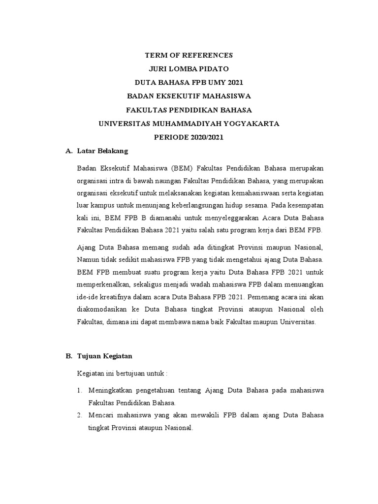 TOR Juri Lomba Pidato | PDF