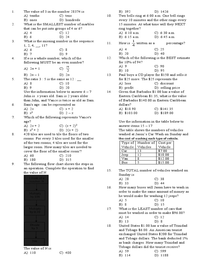 Maths Multiple Choice | PDF | Fahrenheit