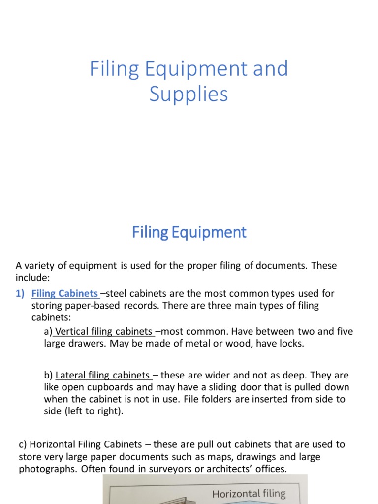 Filing Equipment and Supplies Guide | PDF | Computer File | Records ...