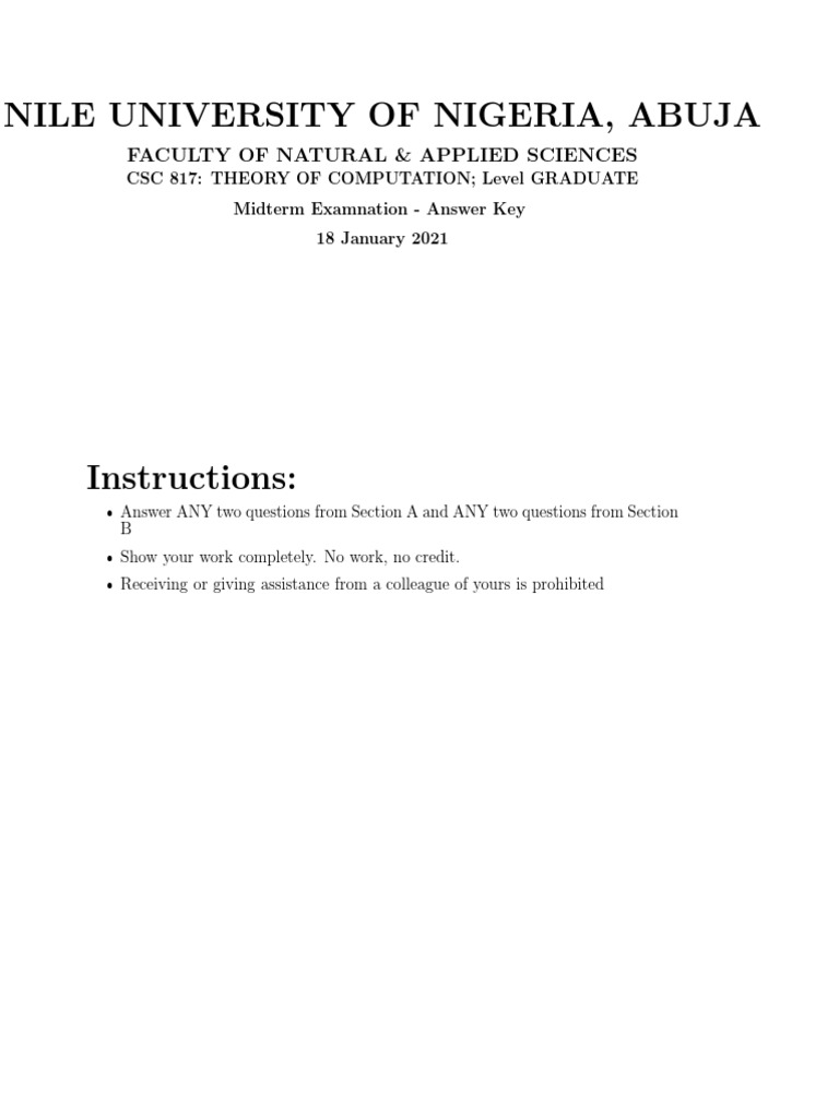 Solutions - MidTerm Exams | PDF | Computer Science | Formal Methods