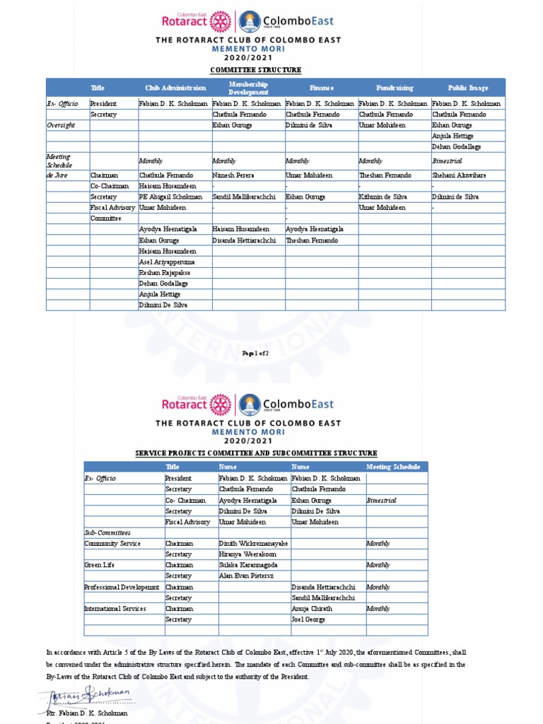 Rotaract Club Committee Structure | PDF