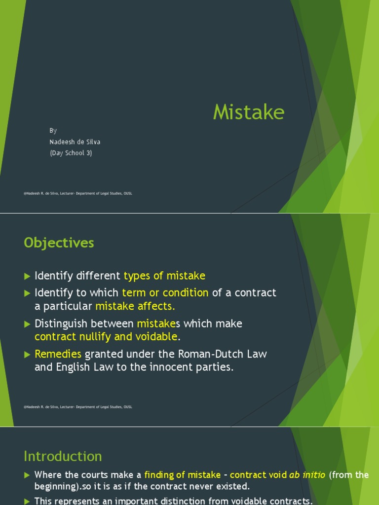 5.lesson 4 - Mistake | PDF | Justice | Law Of Obligations