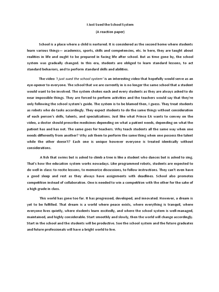 Suing the School System: A Reaction | PDF | Pedagogy | Teachers