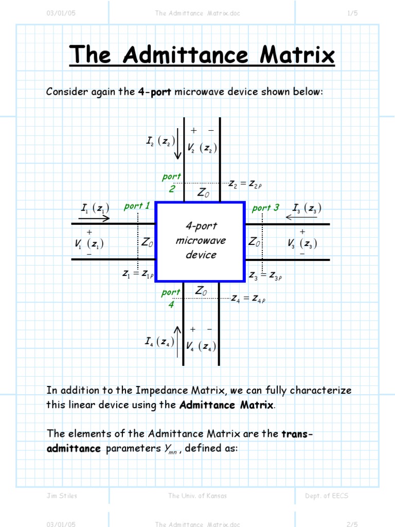 The Admittance Matrix | PDF | Matrix (Mathematics) | Algebra
