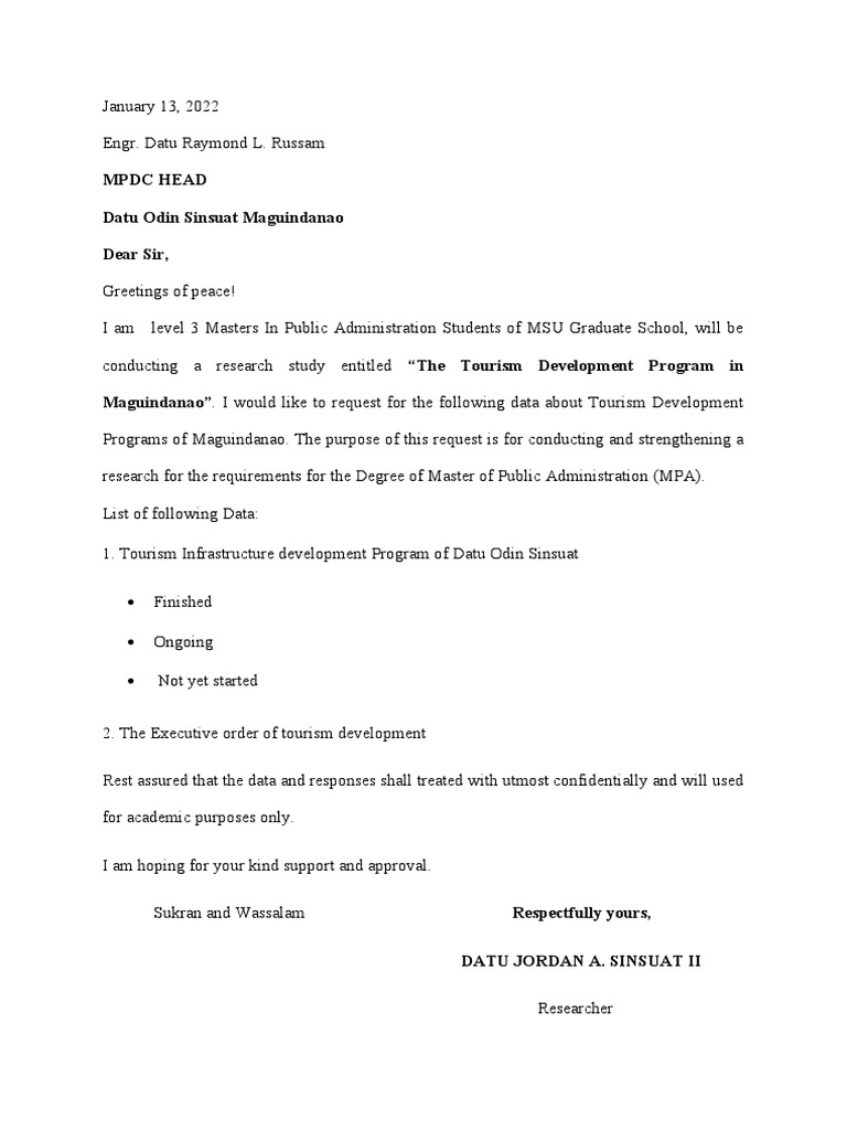 Request Letter For MPDC | PDF