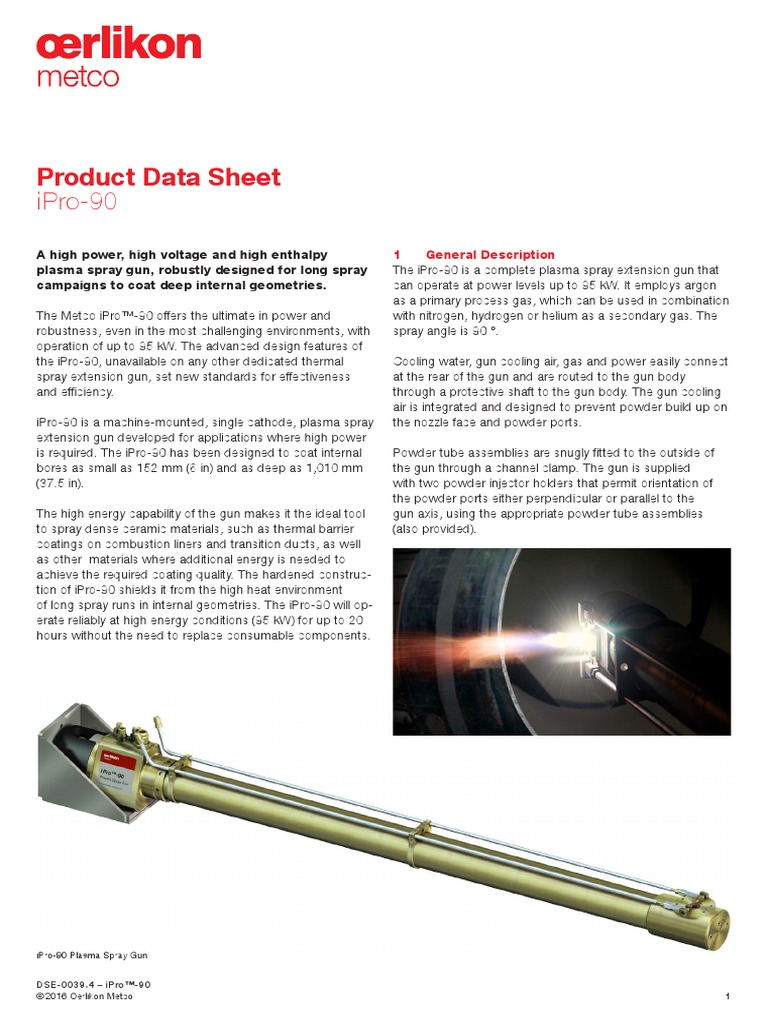 Product Data Sheet Ipro-90: 1 General Description | PDF | Argon | Materials