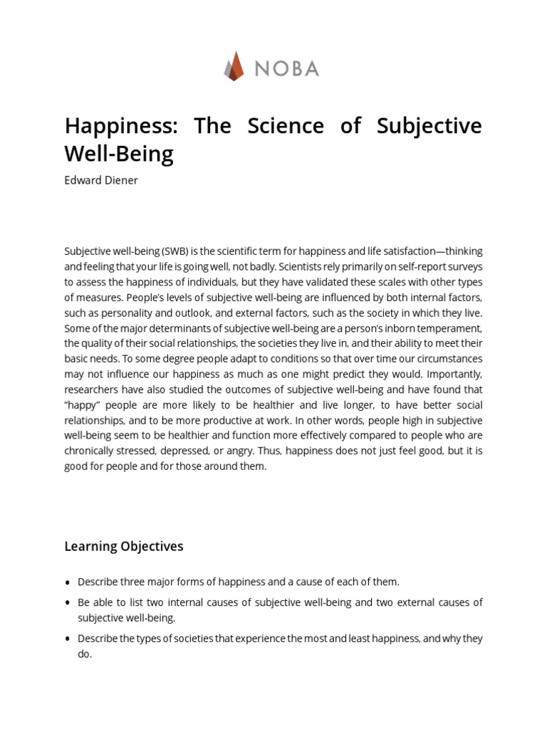 Happiness - The Science of Subjective Well-Being | PDF | Happiness ...