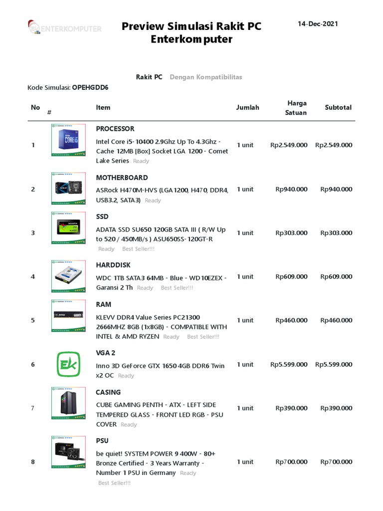 Simulasi - Rakit PC 01 | PDF | Computer Hardware | Computer Companies ...