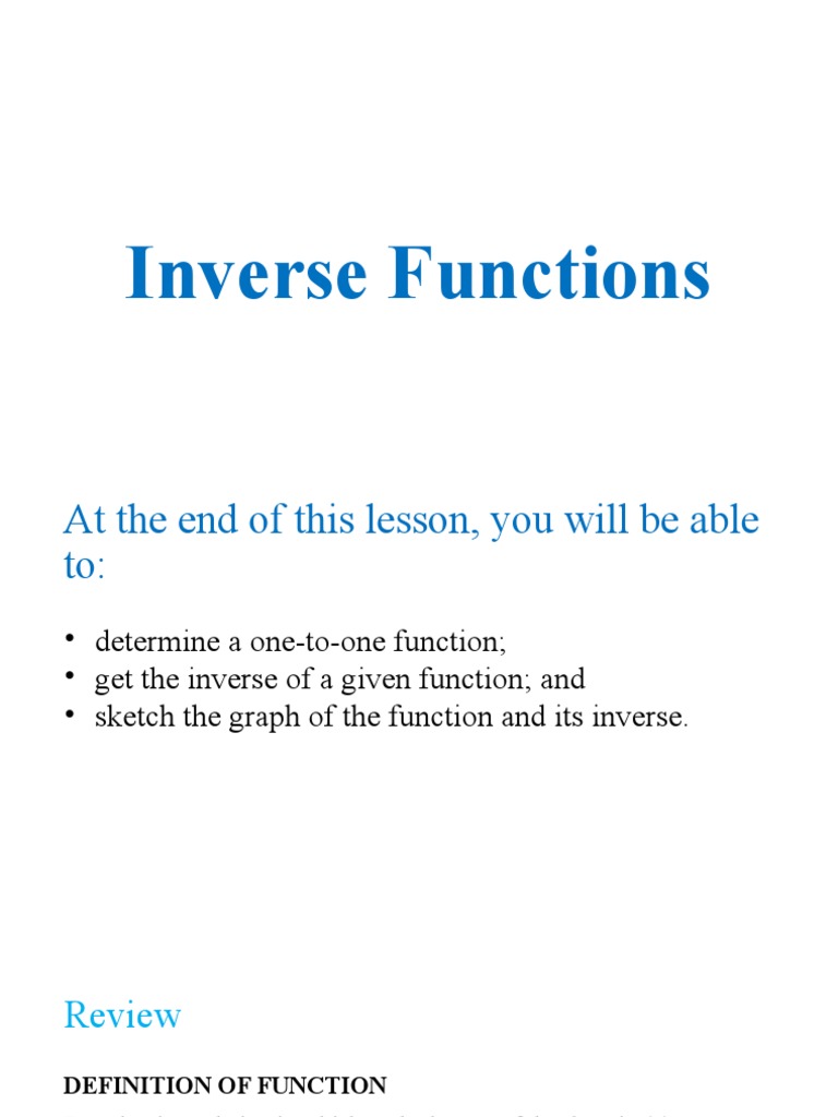Inverse Functions | PDF | Function (Mathematics) | Mathematical Logic