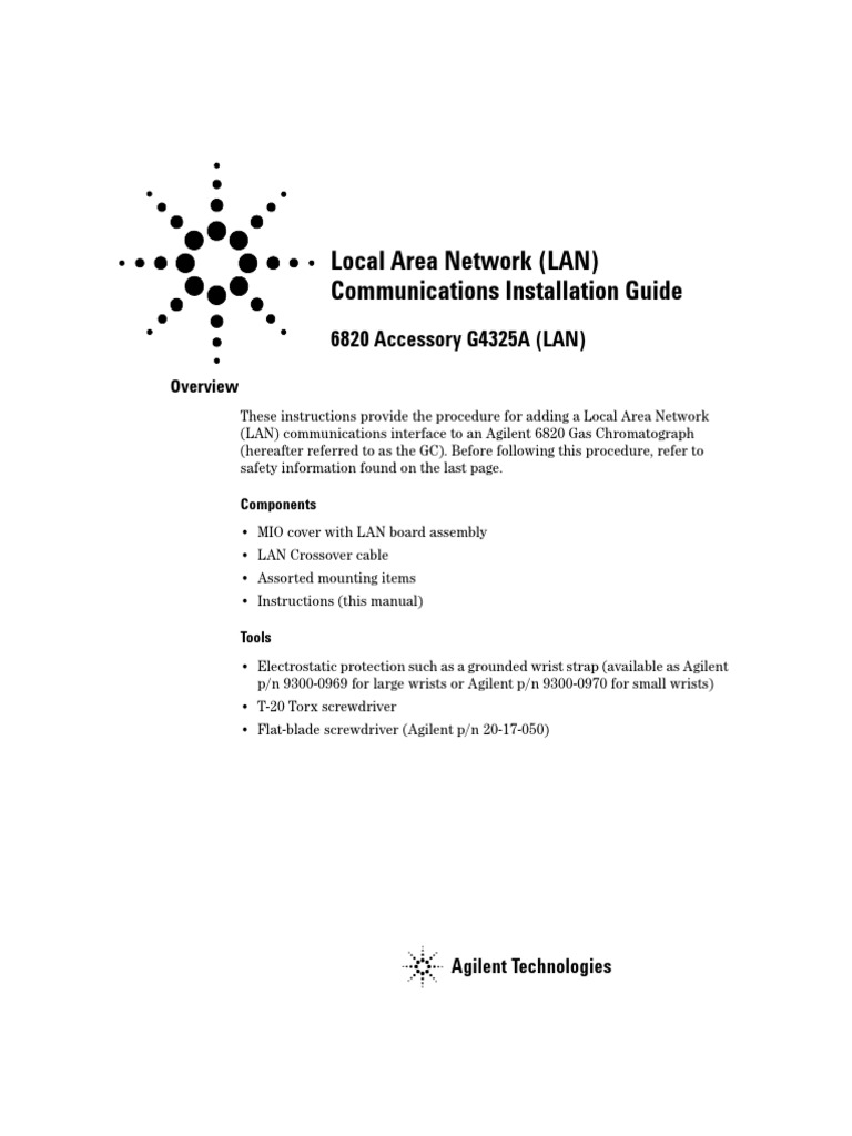 6820 Accessory G4325A LAN Installation Guide G1176-90757 | PDF ...