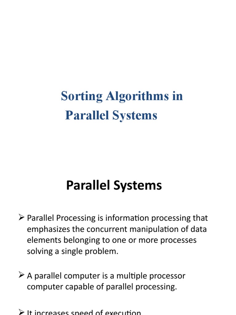 Sorting Algos In Parallel System Pdf Algorithms Parallel Computing