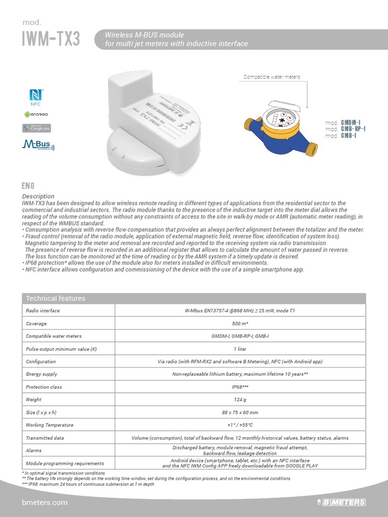 IWM-tx3: Wireless M-BUS Module For Multi Jet Meters With Inductive ...