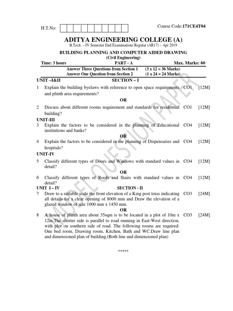 BP&CAD Model Question Paper | PDF | Building Engineering ...