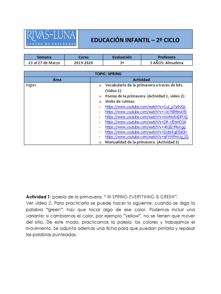 Actividades de Primavera para Niños | PDF