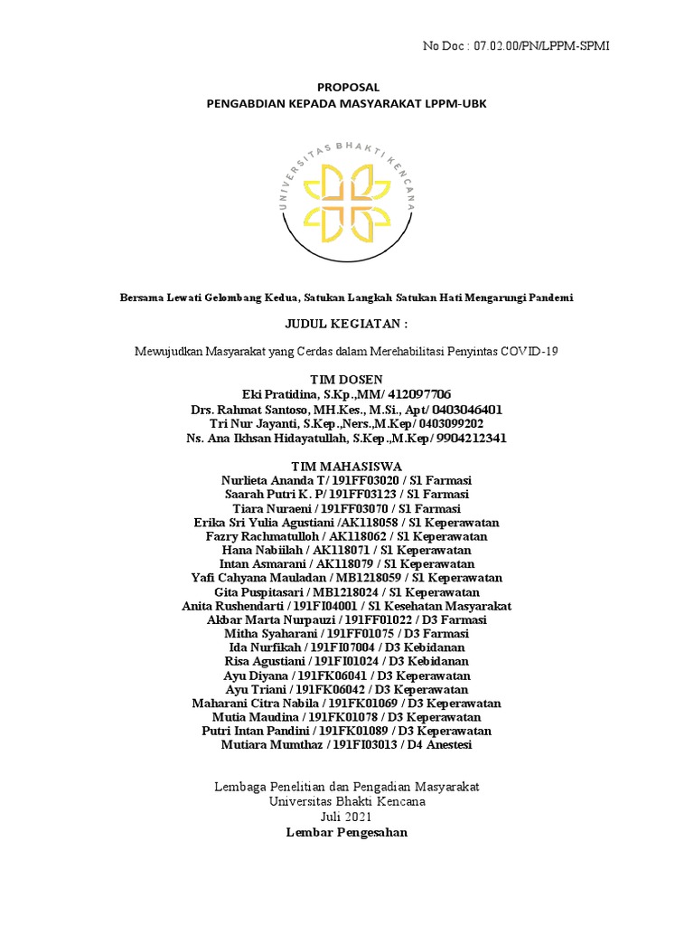 123!proposal Pengmas KKN 20 | PDF | Pengembangan Diri | Kesehatan Holistik