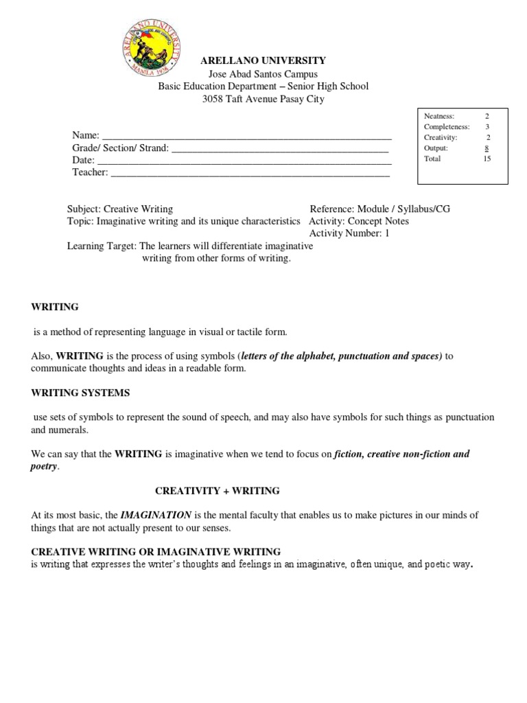 Creative Writing Concepts Guide | PDF | Metaphor | Creativity