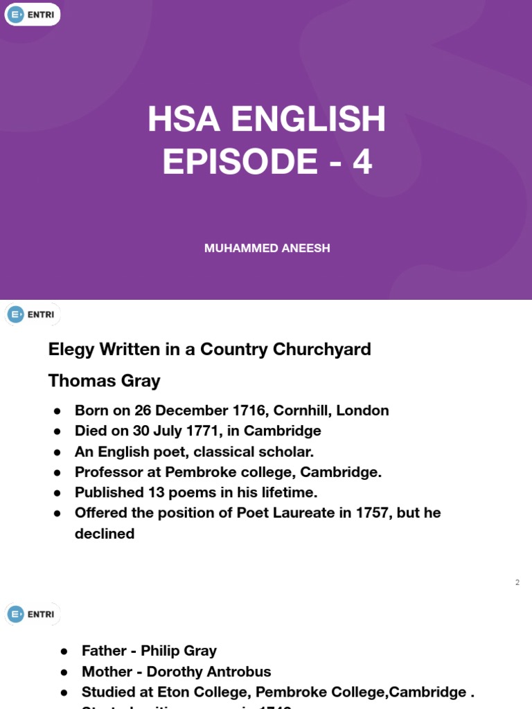 Thomas Gray's Elegy Analysis | PDF | Poetry | Poetic Form