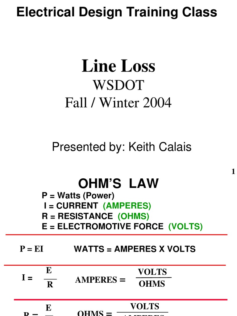 Electrical Design Training Class: Line Loss | PDF | Volt | Electrical ...