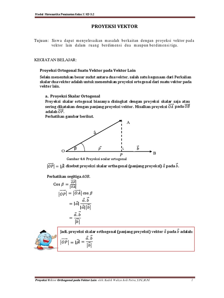 Proyeksi Vektor Ortogonal Kelas X | PDF